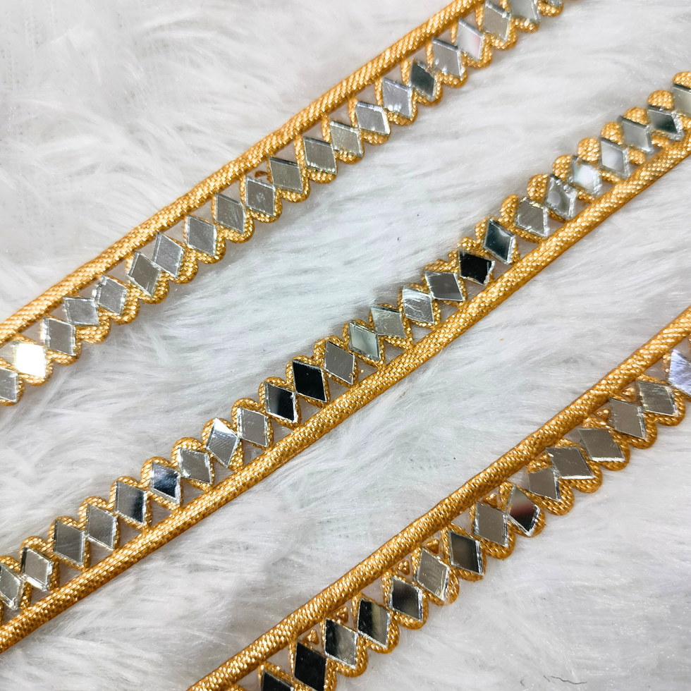 Golden Mirror Embellished Fancy Trim – Our Knots