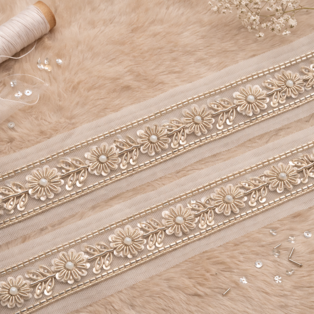 Light Gold Embellished Handwork Trim – Our Knots
