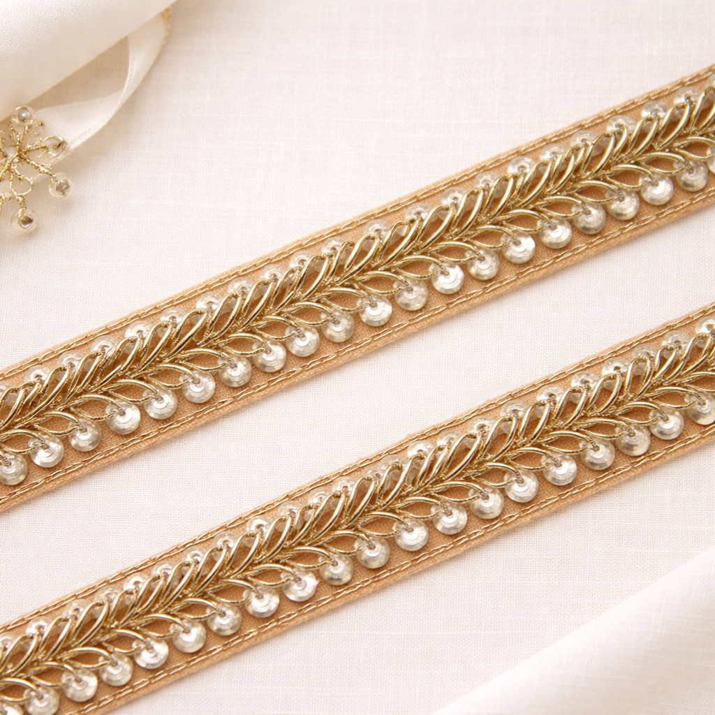 Gold Shimmer Embroidered Lace Border – Our Knots