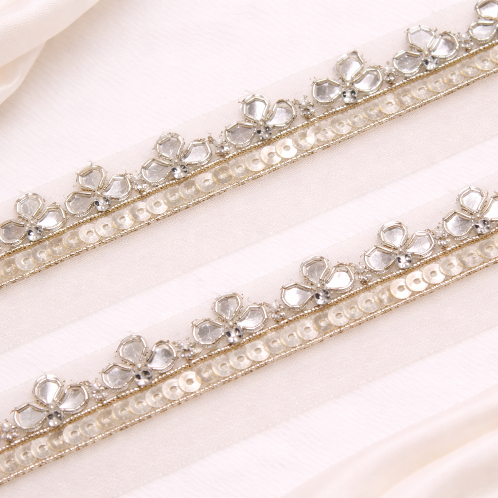 Mirror Work Embellished Handwork Trim – Our Knots