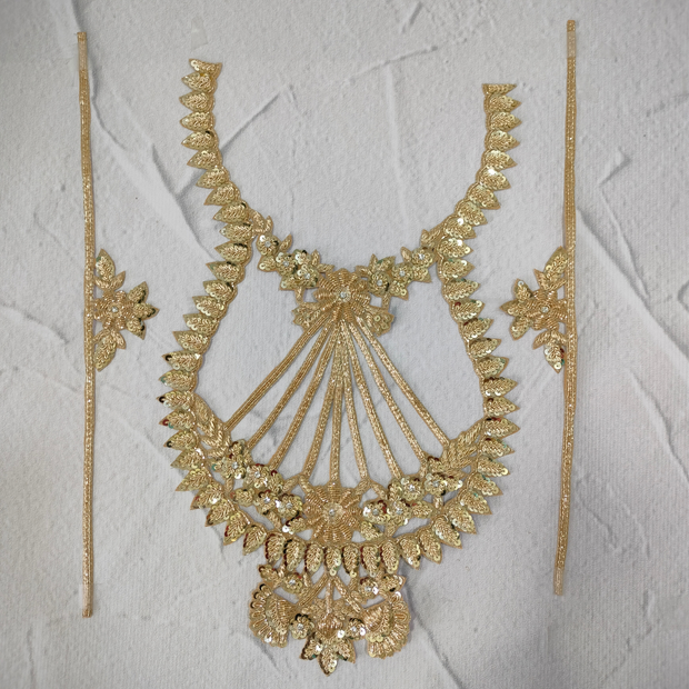 Handcrafted Gold Zardozi Neck Patch Set – Our Knots
