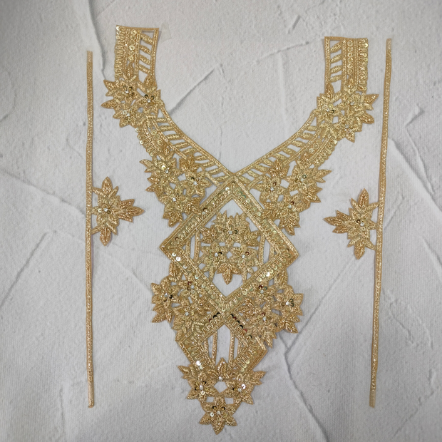 Handcrafted Gold Zardozi Neck Patch Set – Our Knots